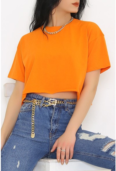 Salaş Crop Tişört Turuncu