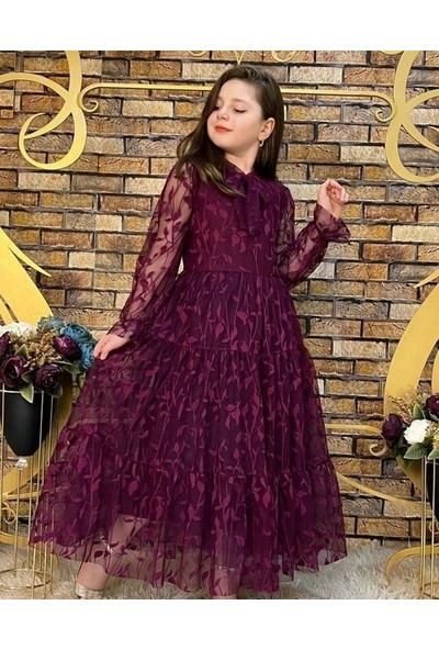 Bebişlerbutik Kız Çocuk Garson Boy Uzun Dantel Elbise