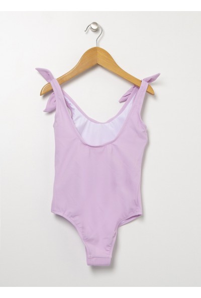 Barbie 21Swb-002 Lila U Yaka Standart Fit Baskılı Kız Çocuk Mayo