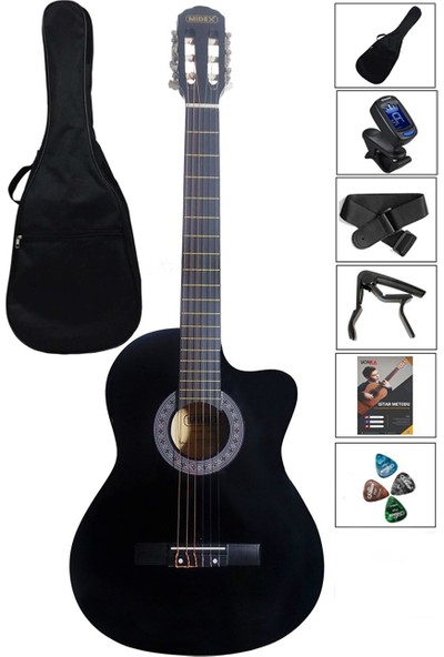 Midex CG-38BKT Siyah Klasik Gitar 4/4 Kesik Kasa Full Set (Çanta Capo Askı Tuner Metod Pena) Midex CG-38BKT Siyah Klasik Gitar 4/4 Kesik Kasa Full Set (Çanta Capo Askı Tuner Metod Pena)