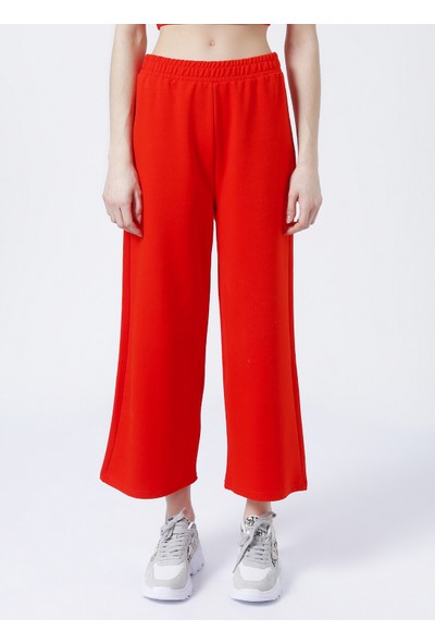 Fabrika K-Moven Lastikli Basic Düz Kırmızı Kadın Eşofman Altı