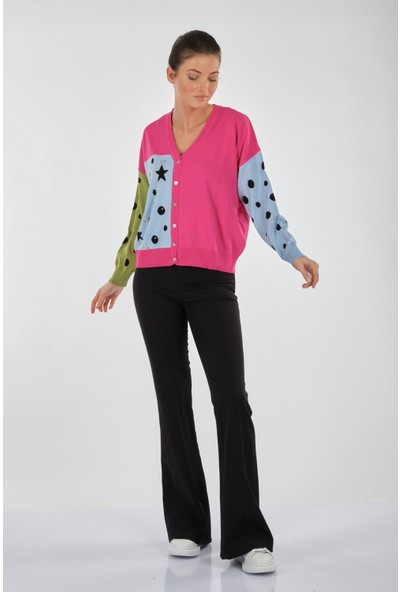 Twomail Düğmeli Uzun Kollu Fuşya Kadın Hırka MY2250021633