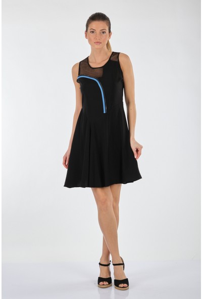 Unıque Mode Bisiklet Yaka Fermuarlı Kolsuz Siyah Kadın Elbise US223010 Unıque Mode Bisiklet Yaka Fermuarlı Kolsuz Siyah Kadın Elbise US223010