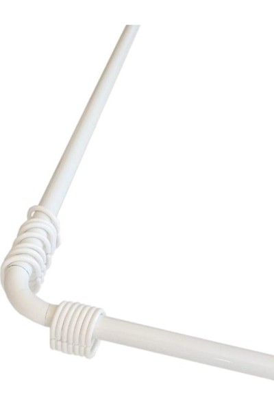 Timbrado Köşeli Banyo Borusu, Banyo Perde Askısı Beyaz