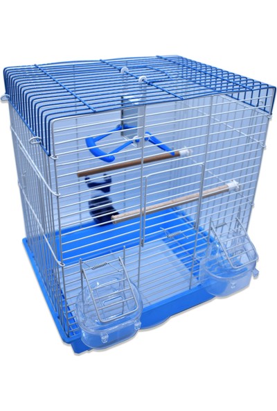 Hedicaret Kuş Kafesi Mavi 23 x 30 x 35 cm Başlangıç Seti Dikdörtgen