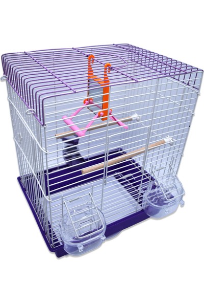Hedicaret Kuş Kafesi Mor 23 x 30 x 35 cm Başlangıç Seti Dikdörtgen