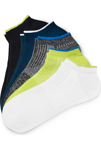 Tchibo 5 Çift Spor Sneaker Çorabı, Mavi, Limon Yeşili, Gri