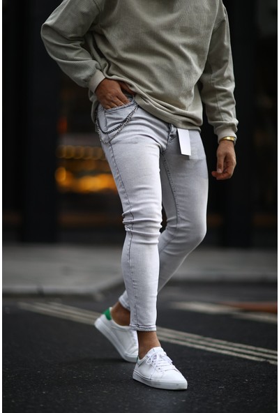 MD9873 Slimfit Düz Açık Gri Kot Pantolon MD9873 Slimfit Düz Açık Gri Kot Pantolon