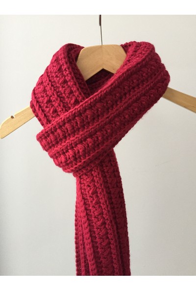Mora Knit El Örgüsü Yünlü Kırmızı Atkı Mora Knit El Örgüsü Yünlü Kırmızı Atkı