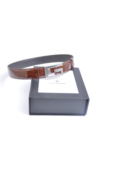 100% Timsah Derisi Kahve Renk Kemer Gl Toka +Hediye H Toka& Lv Toka