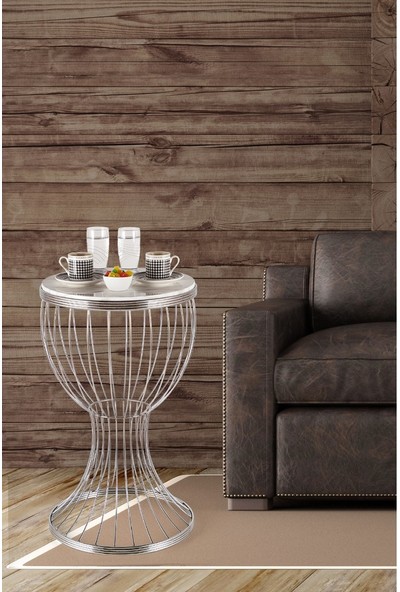 Tarz 2 Yönlü Krom Mermer Desen Sehpa