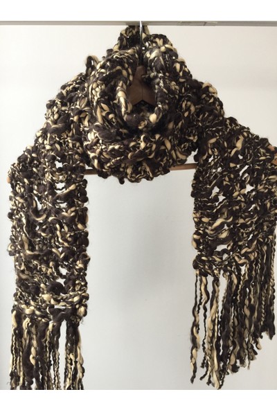 Mora Knit El Örgüsü Yünlü Sütlü Kahve Atkı Mora Knit El Örgüsü Yünlü Sütlü Kahve Atkı