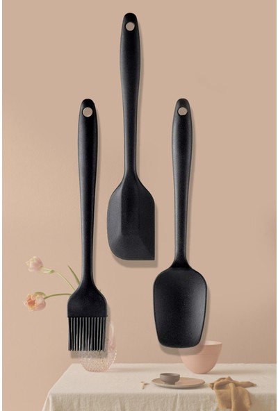 Pratik Lüks Siyah Silikon Spatula Fırça Kaşık Seti | 3'lü Silikon Set | Silikon Fırça Kaşık Spatula Pratik Lüks Siyah Silikon Spatula Fırça Kaşık Seti | 3'lü Silikon Set | Silikon Fırça Kaşık Spatula