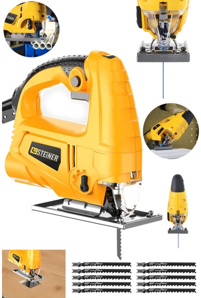 Steiner Alman 4000 W Sjs Metal Şanzıman 6 Kademe Devirli Bakır Sargılı Dekupaj Testere Makinesi + 10 Uç