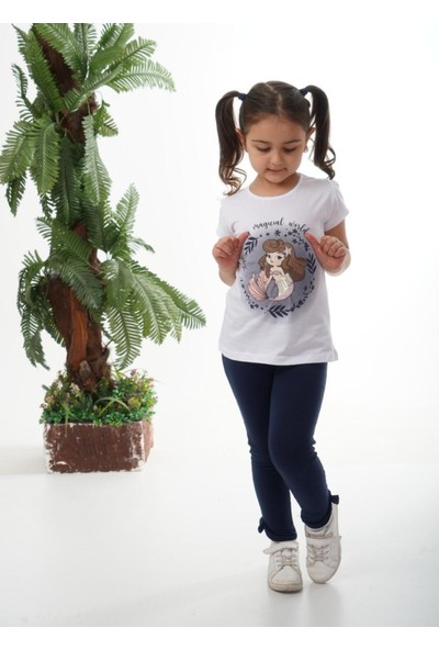 Zef Kids Kız Çocuk Siyah Deniz Kızı Desenli Taytlı Takım