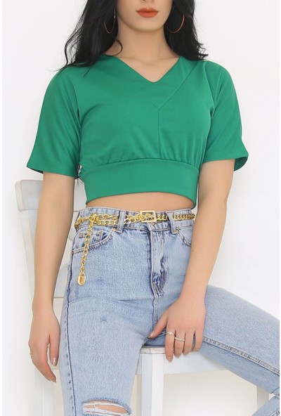 Arka Bağlamalı Bluz Yeşil