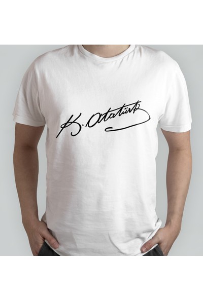 Gzl Teks Mustafa Kemal Atatürk Imza Baskılı T-Shirt Gzl Teks Mustafa Kemal Atatürk Imza Baskılı T-Shirt