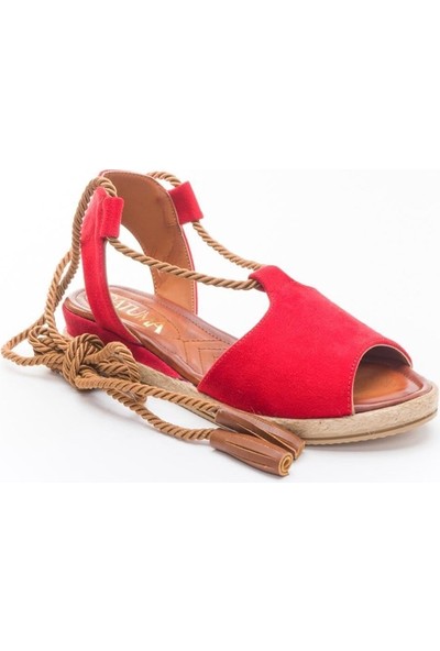 Shoecide Kırmızı Süet Sandalet Shoecide Kırmızı Süet Sandalet