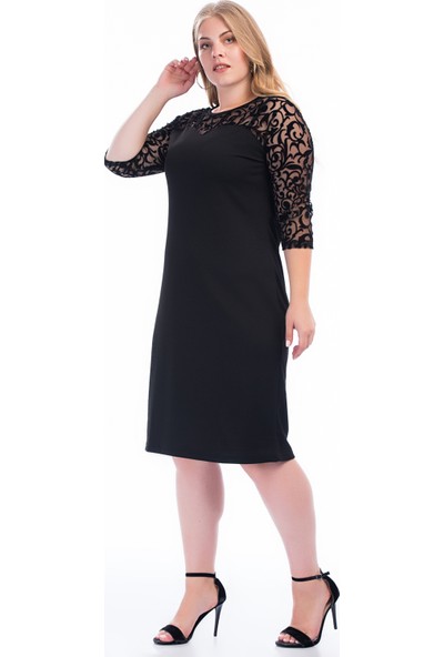 Alesia Dantel Detaylı Truvakar Kol Elbise