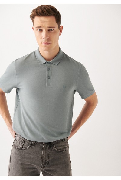 Lux Touch Polo Yaka Modal Gri Tişört