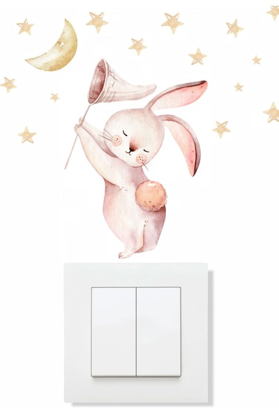 Modern Sanat Dükkanı Yıldız Avcısı Tavşan Priz Sticker Modern Sanat Dükkanı Yıldız Avcısı Tavşan Priz Sticker