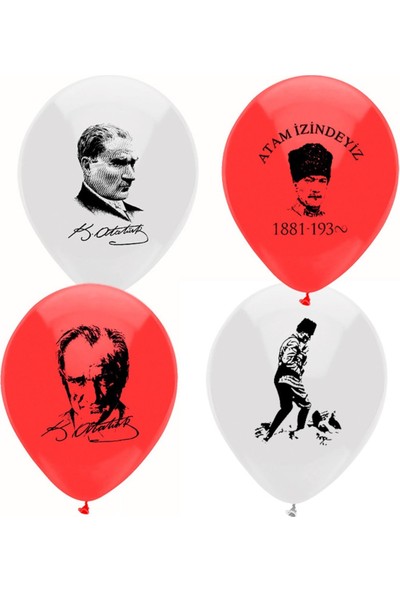 Parti Sürprizi Atatürk Baskılı Latex Balon 10 Adet Parti Sürprizi Atatürk Baskılı Latex Balon 10 Adet