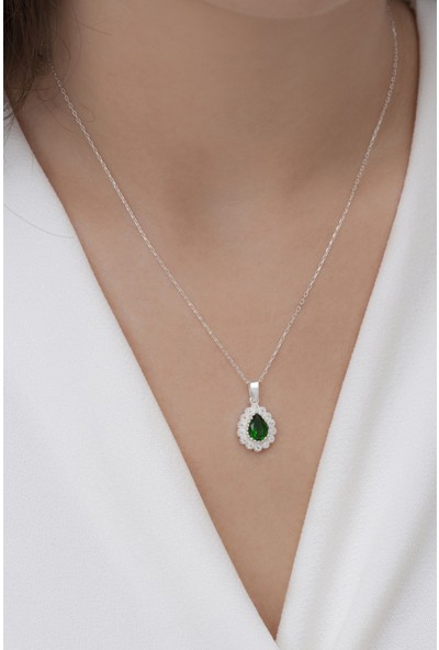 Ateş Gold Gümüş Kolye Damla Model