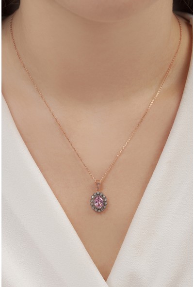 Ateş Gold Kadın Gümüş Kolye Modeli Oval Ateş Gold Kadın Gümüş Kolye Modeli Oval