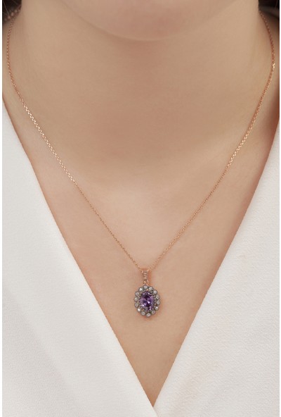 Ateş Gold Kadın Gümüş Kolye Modeli Oval Ateş Gold Kadın Gümüş Kolye Modeli Oval