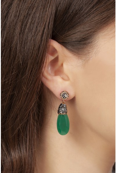 Ateş Gold Modern Tasarım Sallantılı Gümüş Küpe