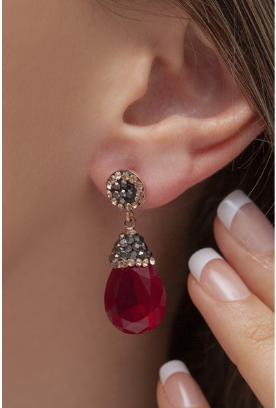 Ateş Gold Modern Tasarım Sallantılı Gümüş Küpe