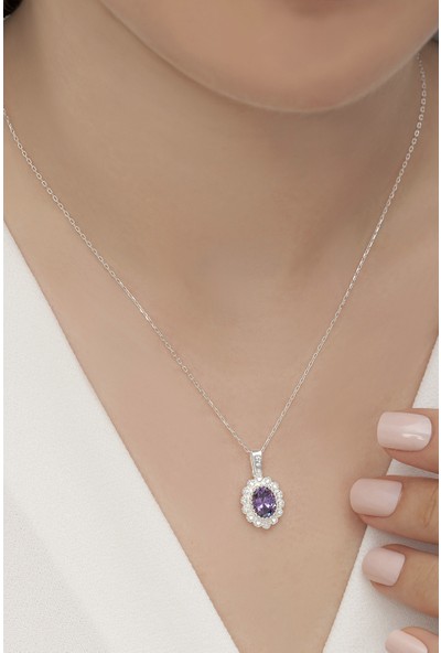 Ateş Gold Kadın Gümüş Kolye Modeli Oval Ateş Gold Kadın Gümüş Kolye Modeli Oval