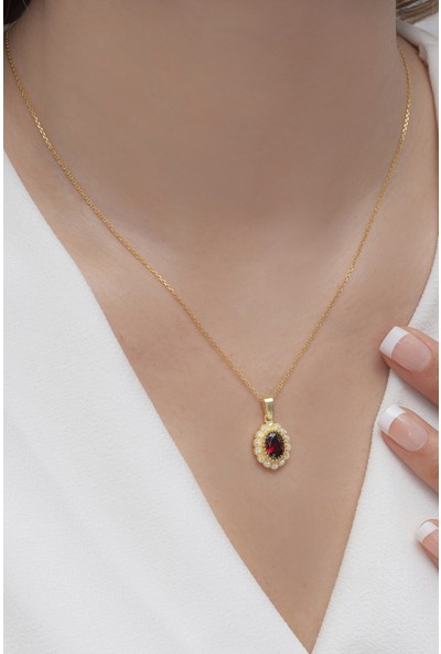 Ateş Gold Kadın Gümüş Kolye Modeli Oval Ateş Gold Kadın Gümüş Kolye Modeli Oval