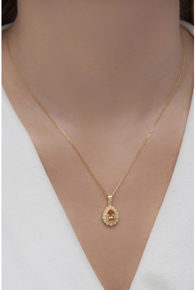 Ateş Gold Kadın Gümüş Kolye Modeli Damla Ateş Gold Kadın Gümüş Kolye Modeli Damla
