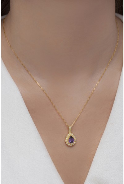 Ateş Gold Kadın Gümüş Kolye Modeli Damla Ateş Gold Kadın Gümüş Kolye Modeli Damla