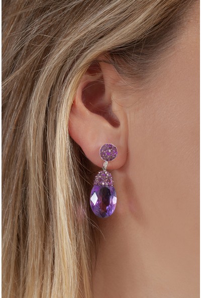 Ateş Gold Modern Tasarım Sallantılı Gümüş Küpe Ateş Gold Modern Tasarım Sallantılı Gümüş Küpe