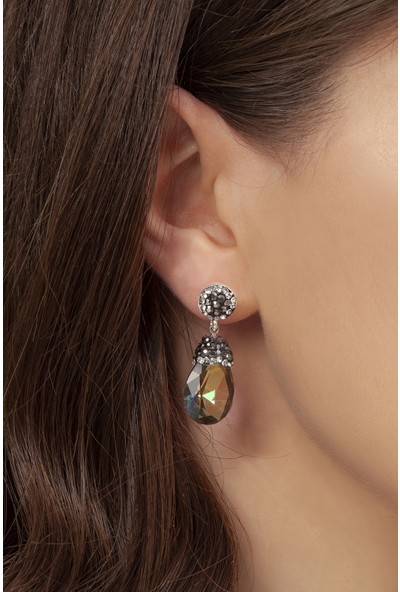 Ateş Gold Mistik Topaz Sallantılı Gümüş Küpe Ateş Gold Mistik Topaz Sallantılı Gümüş Küpe