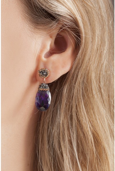 Ateş Gold Modern Tasarım Sallantılı Gümüş Küpe