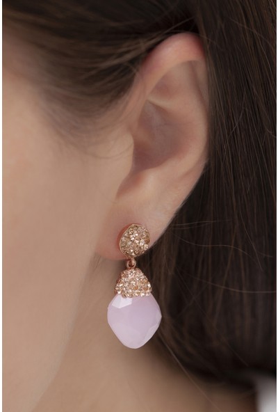 Ateş Gold Kare Model Kadın Gümüş Küpe