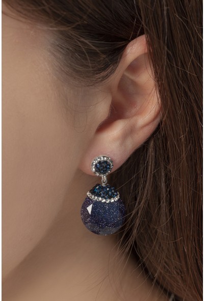 Ateş Gold Yıldız Taşı Gümüş Küpe