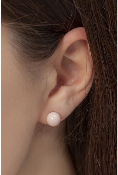 Ateş Gold Inci Gümüş Küpe 10 mm