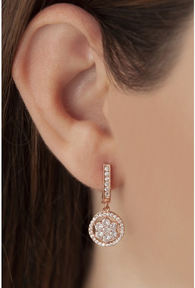 Ateş Gold Baget Taşlı Gümüş Küpe