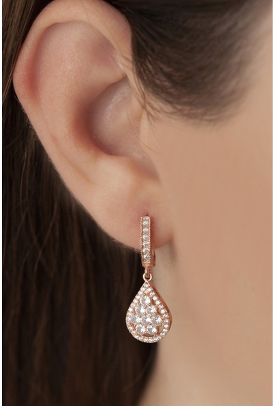 Ateş Gold Baget Taşlı Gümüş Küpe