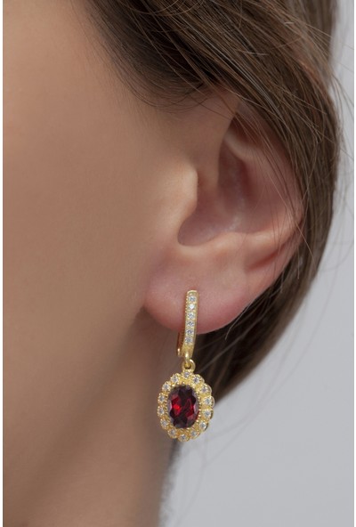 Ateş Gold Oval Model Gümüş Küpe Gold Kaplama Ateş Gold Oval Model Gümüş Küpe Gold Kaplama
