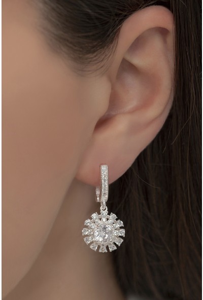 Ateş Gold Süzme Yuvarlak Model Gümüş Küpe