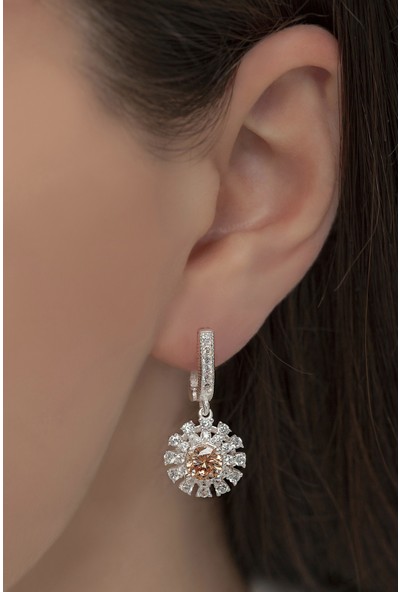 Ateş Gold Süzme Yuvarlak Model Gümüş Küpe