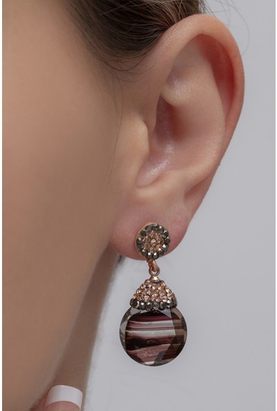 Ateş Gold Modern Tasarım Sallantılı Gümüş Küpe