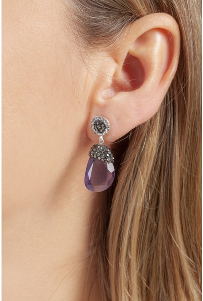 Ateş Gold Kedi Gözü Tasarım Sallantılı Gümüş Küpe Ateş Gold Kedi Gözü Tasarım Sallantılı Gümüş Küpe