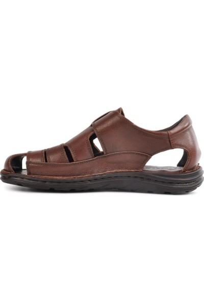 Bulldozer Kahve Erkek Hakiki Deri Bantlı Sandalet