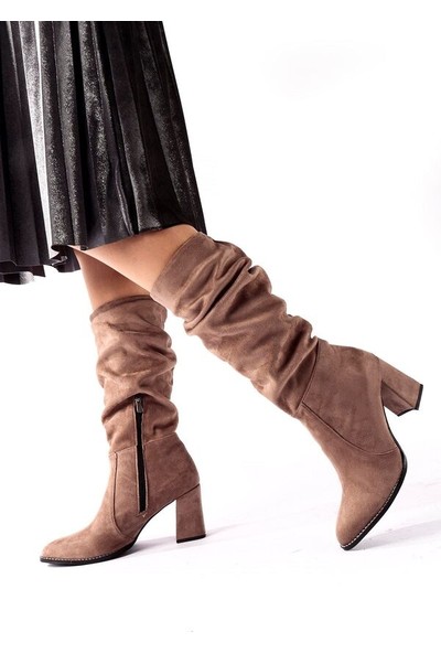 Pabucmarketi Vizon Süet Kadın Çizme